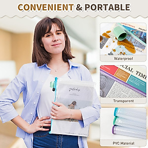 Umriox 20PCS Mesh Zipper Pouch, A4 Size 10 Colors in Plastic Waterproof Zipper Bags, Clear Zipper Pouches for Organization Office Supplies Home Travel Storage