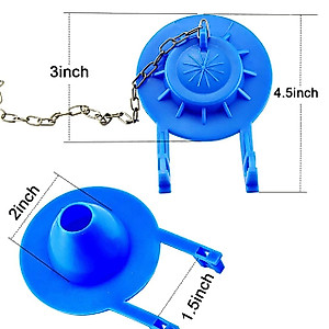 (2 Pack)Toilet Flapper Replacement 2 inch Universal for ，American Standard Toilet， Stainless Long Lasting Rubber Wate Saving fit 2inch Flush Valve Toilet Flapper with Blue 3.94*2.95*1.5 inches)
