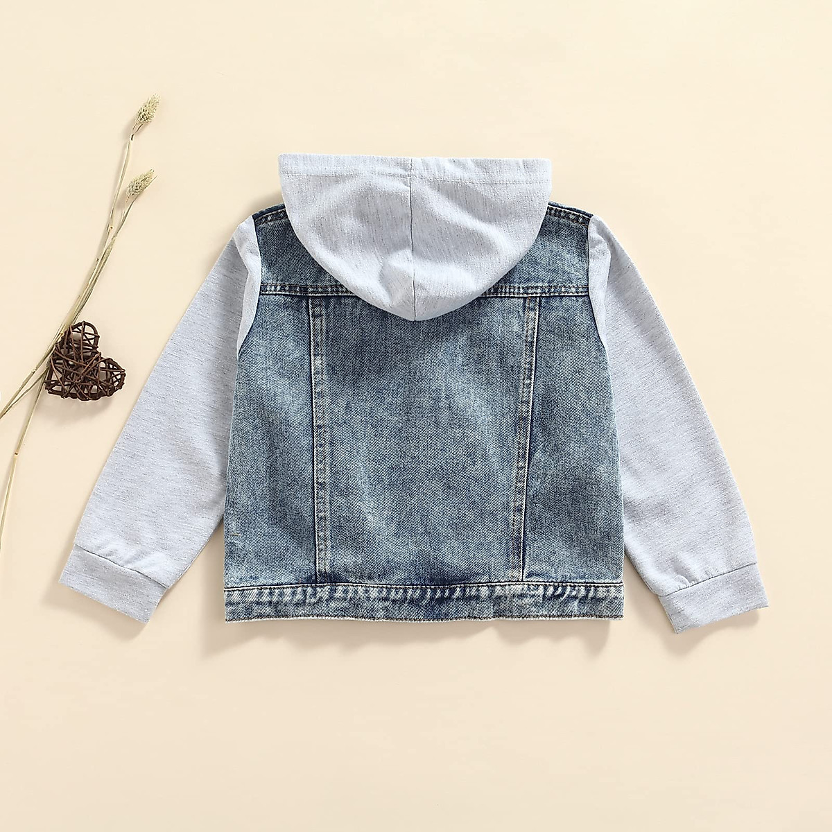 MAINESAKA Toddler Baby Boys Girls Hoodie Denim Jackets Button Down Trucker Jeans Top with Pockets Fall Long Sleeve Coat (Blue White-Thicken Denim, 3-4 Years)