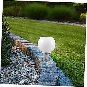 SOLUSTRE Round Ball Waterproof Solar Outdoor Column Lamp Villa Fence LED Post Light Courtyard Garden Lawn Street Lights External Landscape Patio Pillar Lighting Fixture