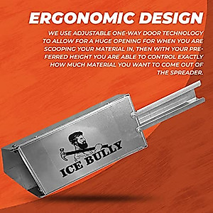 Ice Bully Handheld Spreader for Salt, Fertilizer, Feed, Seed and Sand Multi-Use Scoop Shaker to Easily Spread Snow and Ice Melt on Sidewalks, Walkways, Driveways and Parking Lots