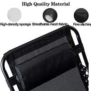 Zero Gravity Chair Set of 2 Replacement Pillow Headrest with Elastic Band, Universal Soft Removable Padded Cushion Head Pillow for Zero Gravity Lounge Chair, Folding Patio Lawn Recliner Chair, Black