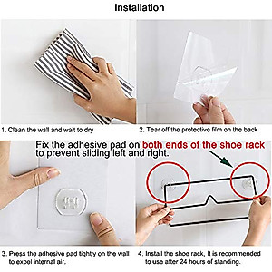 Esdella Shoes Rack Organizer Wall Mounted Storage Shelf Shoe Holder Keeps Shoes Off The Floor (Black, 4 Pack)