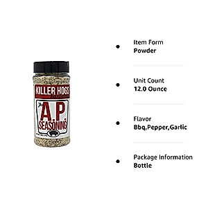 Killer Hogs AP Seasoning | Championship BBQ and Grill All Purpose Seasoning for Beef, Steak, Burgers, Pork, and Chicken | Salt, Pepper, Garlic (SPG) | 14 Ounces