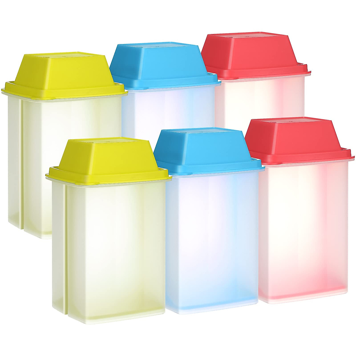 CHENGU 6 Pack Pickle Container with Strainer Jalapeno Storage Container Plastic Pickle Jar Containers Large Pickle Keeper Pickled Food Container for Home Kitchen Supplies (Red, Green, Blue)