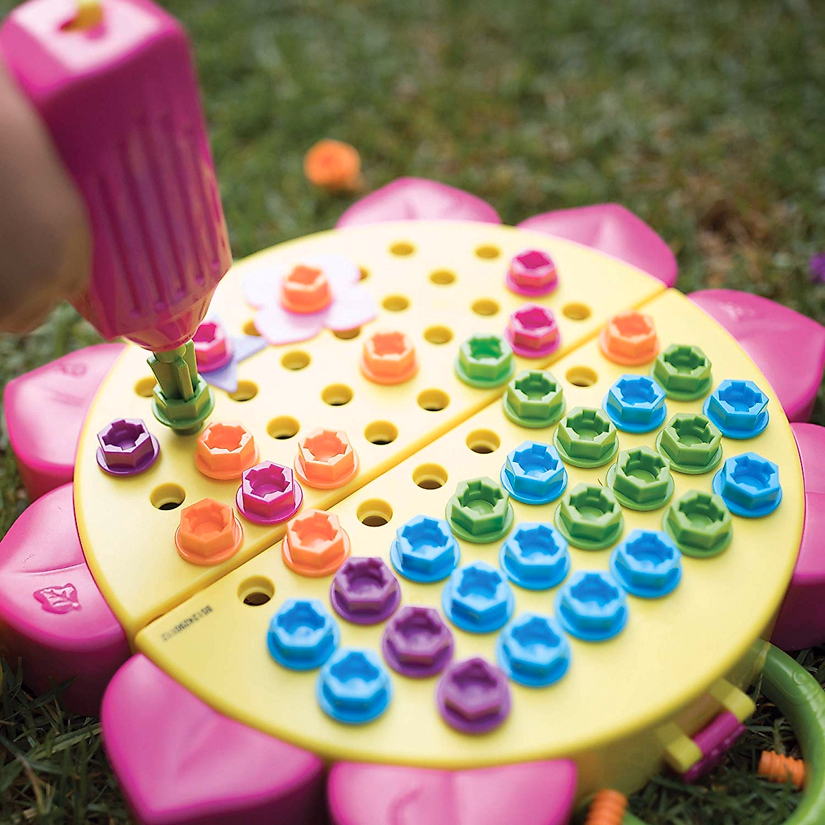 Educational Insights Design & Drill Flower Power Studio, Drill Toy, 70 Piece Set, Perfect for Boys & Girls Ages 3+, Medium