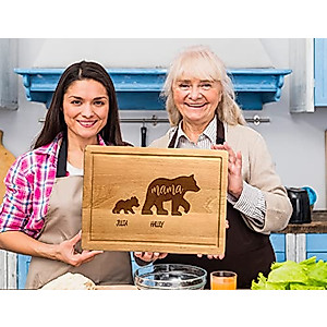 Mothers Day Gifts, Mama Bear Cutting Board with Kids Name, Personallized Mothers Day Gifts for Mom, Mom Birthday Gifts from Daughter Son, New Mom Gifts, Gifts for Women, Made in USA