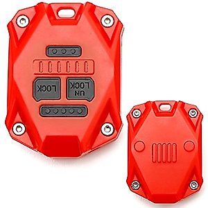 iJDMTOY Large/Big Red Plastic Key Remote Fob Enclosure Shell w/Black Keypads, Compatible with Jeep 2007-2017 Wrangler JK