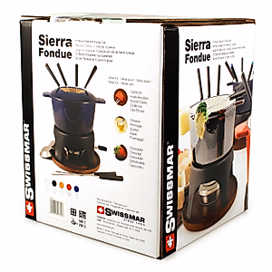 Swissmar F66706 Sierra 1.6-Quart Cast Iron Meat Fondue Set, 11-Piece, Deep Blue