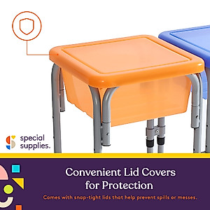 Special Supplies Sensory Activity Table for Kids and Toddlers with 2 Plastic Buckets, Easy Build Frame, and 7 Beach Toys for Interactive, Hands-On Learning Water, Sand, and STEM Play
