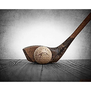 Vintage Golf Wood and Ball on Vintage Background Fine Art Photography Print, Golf Photo, Vintage Golf Artwork