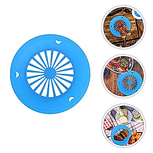 Hemoton 12pcs Barbecue Plates Non- Stick Grill Plate Platic Dinner Plate Hollow- out BBQ Paper Plate Holder BBQ Supplies Blue