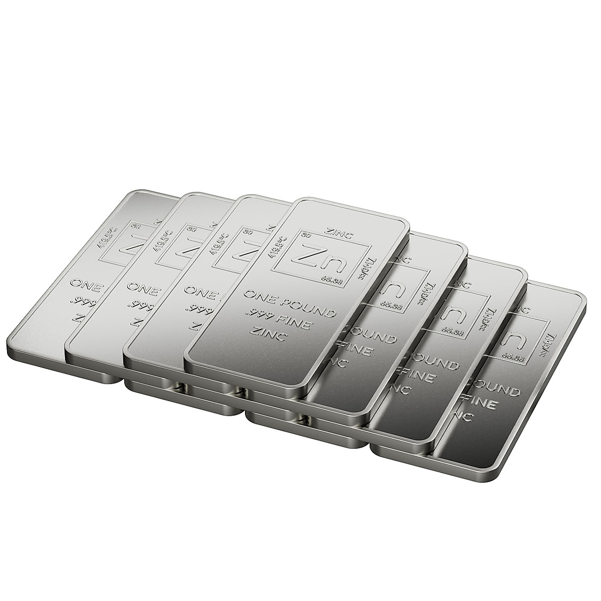 1 Pound .999 Pure Zinc Bar Bullion with Element Design - Unique Metals