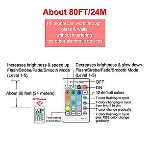 80 Feet Remote Control with Timer, Through Wall Function, 12 Color Change, 4 Modes & Dimmable for LUXSWAY RF Products