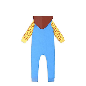Disney Toy Story Boy's Woody Hooded Coverall Creeper, 100% Cotton, Yellow, Size 24M