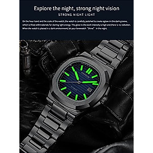 Deicicp Men's Automatic Stainless Steel Nautilus Watch, Classic Elegant Shockproof Waterproof Luminous Sapphire Crystal Analog Watch Business (Blue)