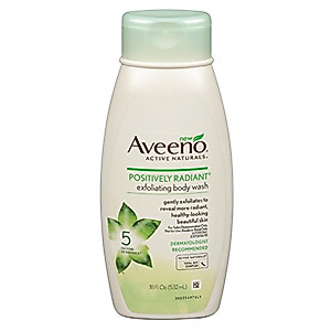Aveeno Positively Radiant Body Wash Exfoliating 18 Ounce (532ml) (2 Pack)