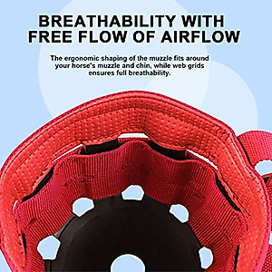 Harrison Howard Horse Grazing Muzzle Feed Bag Easy Breathe Red Large