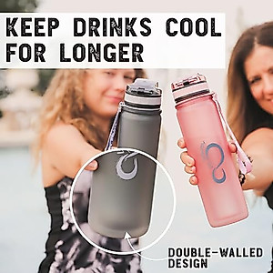 Live Infinitely 24 oz Water Bottle with Time Marker - Insulated Measured Water Tracker Screen - BPA Free Gym Water Bottle - Locking Flip Top Lid, Rubberized (Emerald, 24oz)