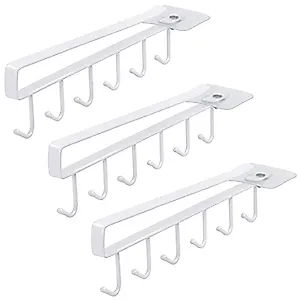 Art Secret 6-Hook Under Cabinet Mug Hanger (a- 3pcs White)