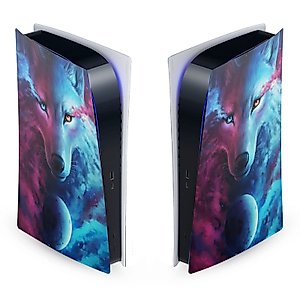 Head Case Designs Officially Licensed Jonas JoJoesArt Jödicke Wolf Galaxy Art Mix Vinyl Faceplate Sticker Gaming Skin Case Cover Compatible with Sony Playstation 5 PS5 Digital Edition Console