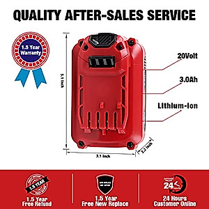 DSANKE CMCB204 3.0Ah 20V Lithium-ion Battery Replacement for Craftsman V20 Lithium Ion Battery CMCB204 CMCB204-2 CMCB202 CMCB202-2 CMCB201 Craftsman V20 Battery