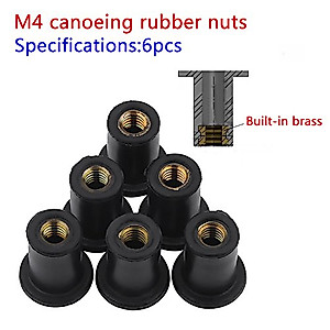 Dilwe 6pc Well Nuts Kit, M4 Rubber Windshield Bolts Well Nuts for Motorcycles Kayak Canoe Boats