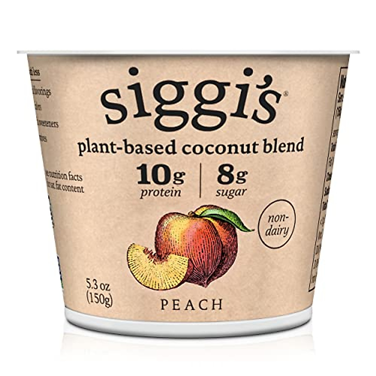 siggi's® Plant-Based Coconut Blend, Peach, 5.3 oz. Cup – Single Serving Dairy Free Snack, More Protein Than Sugar