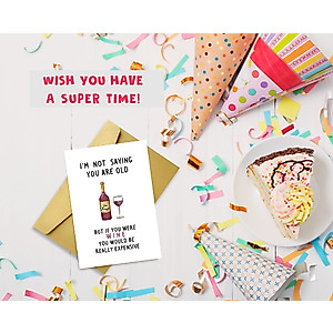 Funny Wine Birthday Card for Men Women, Happy 30th 40th 50th 60th 70th Birthday Cards for Husband Boyfriend Wife, Joke Birthday Card for Brother Sister Grandma Grandpa with Stickers and Envelopes