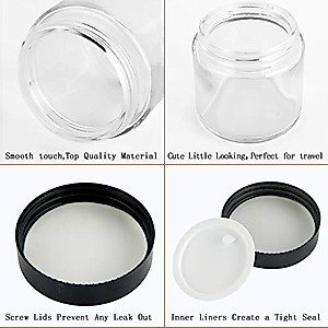 4oz Glass Jars (12 Pack), Empty Cosmetic Containers with Inner Liners and 12 black Lids & 12 Silver Lids for Slime, Beauty Products, Cosmetic, Lotion, Ointments and DIY