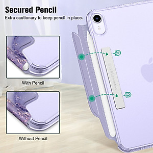 Fintie SlimShell Case for iPad Mini 7 (A17 Pro) 2024 / iPad Mini 6 2021, [Magnetic Clasp] Lightweight Stand Case w/Translucent Frosted Back Cover for iPad Mini 7th/6th Generation 8.3", Lilac Marble
