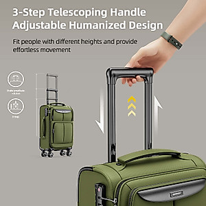 SHOWKOO Luggage Sets 3 Piece Softside Expandable Lightweight Durable Suitcase Sets Double Spinner Wheels TSA Lock Olive Green (20in/24in/28in)