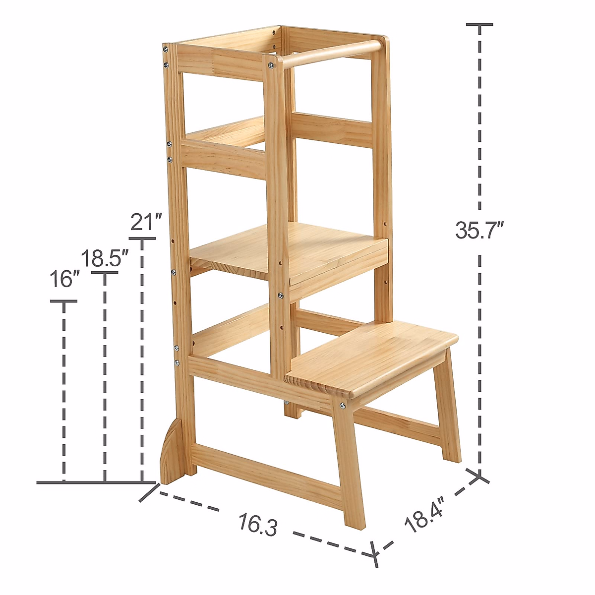 Kitchen Step Stool for Toddlers,Wiifo Adjustable Height Kids Learning Stool, Toddler Standing Tower(Natural)
