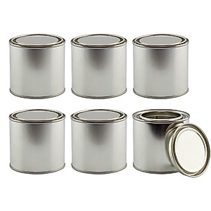 Cornucopia Metal Paint Cans with Lids (1/2 Pint Size, 6-Pack), 1-Cup Capacity Empty Unlined Half Pint Paint Pails