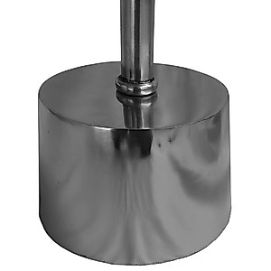 Benjara Aluminum Frame Round Side Table with Marble Top and Adjustable Height, White and Silver