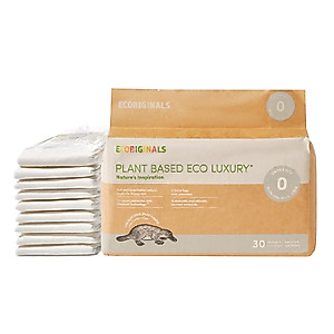 Ecoriginals Eco Disposable Diapers | Newborn Baby Size 0, 0-10lbs | 1 Pack, 30 Count | Plant-Based, Non-Toxic