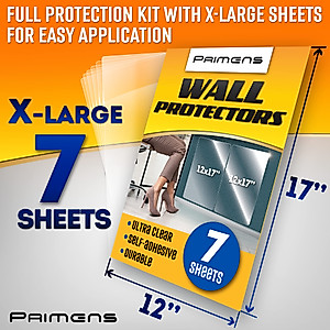 Wall Protector Sheets for Painted Wall. Clear Plastic Adhesive Film Stickers for Kitchen & Office from Oil Backsplash, Trash, Chair Back, Furniture, Scuff. Door Guards Shield Dog, Contact Paper