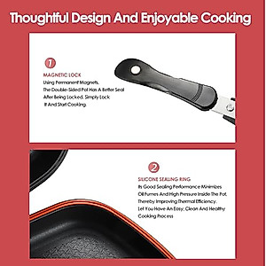 Grill Pan Frying Double Side Portable AntiBurn Handle Kitchen Supplies Grill Pot 32cm 12.6in