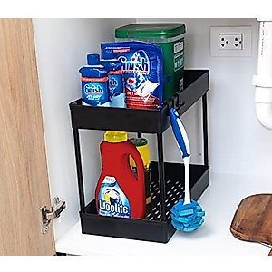 Under cabinet storage bathroom organizer - ideal for under sink and under counter. Stylish, for kitchens, closets, bathrooms, offices, and any space needing organizing! Plastic and easy to clean!