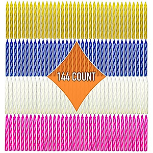 By The Cup Birthday Candles, 6-24 Count Packs in Pink, White, Blue, and Yellow (Pack of 144)