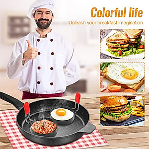 Egg Rings Set of 4, Non-stick Stainless Steel Egg Ring, Cooking Rings with Anti-scalding Handle for Camping and Breakfast (Oil Brush Included)