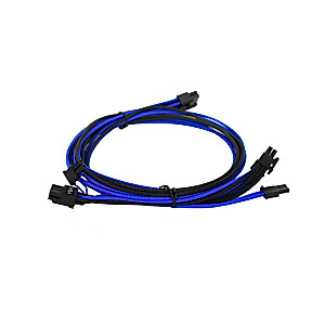 EVGA Black & Light Blue 750-850 G2/G3/G5/G6/G7/GA/G+/GM/P2/P3/P5/P6/P+/T2 Power Supply Cable Set, Individually Sleeved (100-G2-08KL-B9)