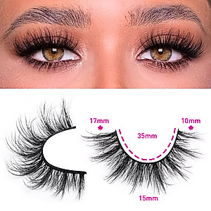 Mink Lashes Fluffy Manga Lashes Natural Look 3D Eyelashes 17mm Cat Eye Wispy 7 Pairs False Eyelashes Pack Faux Mink Eyelashes by FANXITON