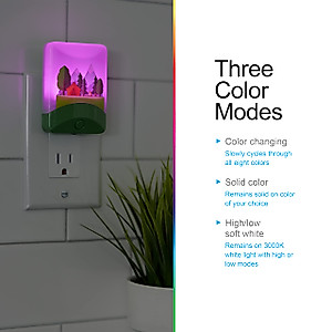 GE Color-Changing LED Night Light, Forest Design, Plugs Into Wall, Dusk To Dawn Sensor, For Kids Adults Bedroom Bathroom, Play Room, Nursery, 1 pack, 52711