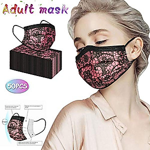 Lace Disposable Face_Mask,Cloth Covering,No Washable, Lightweight Breathable and Anti-Haze Dust Mouth Guards Balaclava for Kids/Adults
