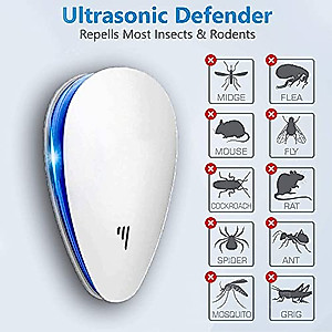 FLAMOW Ultrasonic Pest Repellent(6 Pack), 2022 Newest Electronic Repeller Indoor Plug in for Mosquito, Spider, Mice, Ant, Insects, Roaches, Rodent,Non-Toxic, 100% Safe Humans & Pets Safe