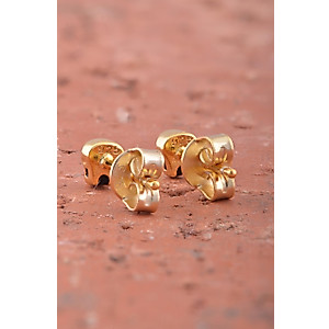 Yellow Gold Vermeil Sterling Silver Womens Tiny Sugar Skull Cartilage Second Stud Earrings