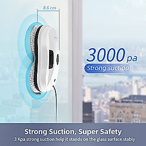 AlfaBot Window Cleaner Robot, X7 Smart Window Vacuum Cleaner with Automatic Water Spray, Glass Cleaning Robot for Interior/Exterior Highrise Windows