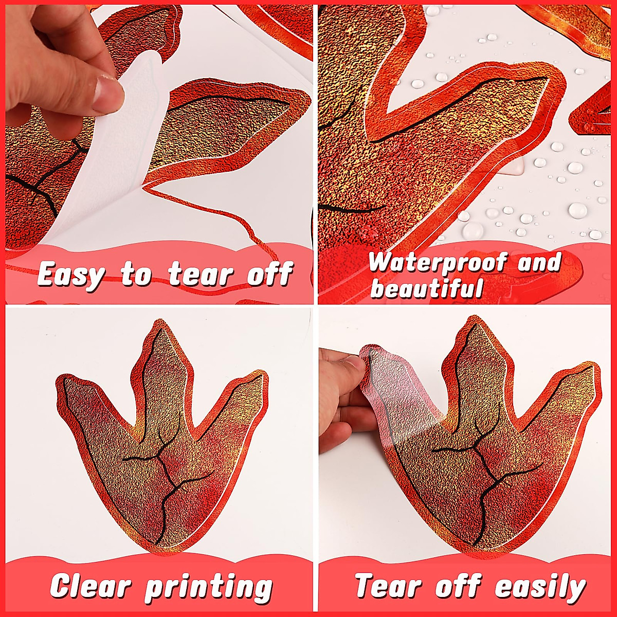 QUXOZHLU 80 Pieces Dinosaur Decor Footprints Dinosaur Party Decorations Dinosaur Wall Decals Peel and Stick Dinosaur Wall Stickers Floor Decals Dinosaur Room Decor for Boys,Baby,Bedroom,Nursery