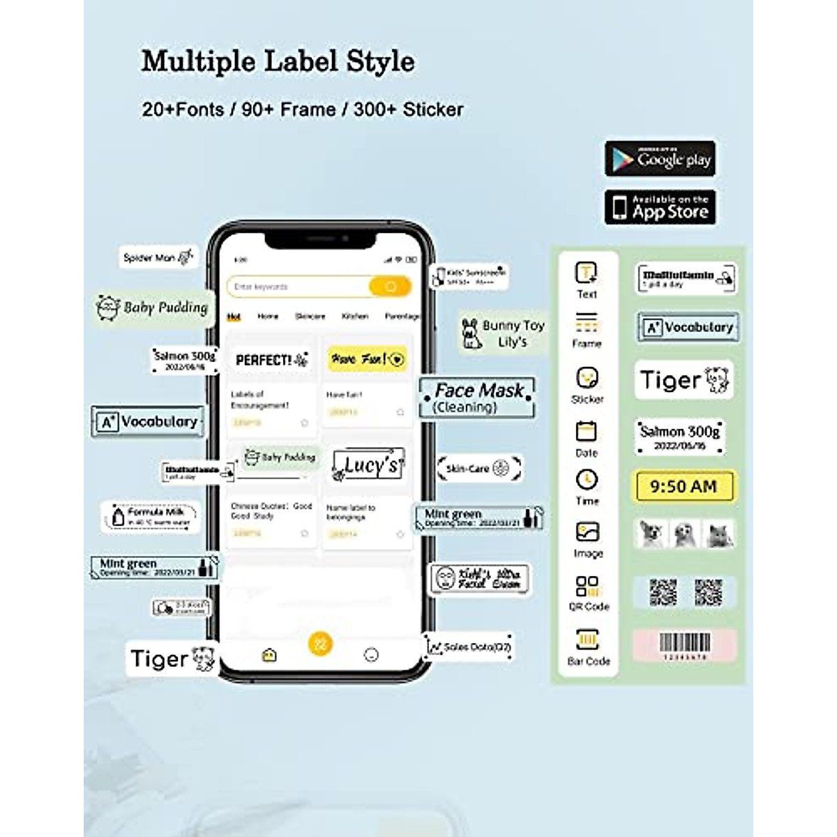 OROSAUR Label Makers Machine with Tape, HP1 Portable Mini Bluetooth Printer Label Maker for Home Storage,Office Organization,School,Wireless Thermal USB Rechargeable DIY Labeler